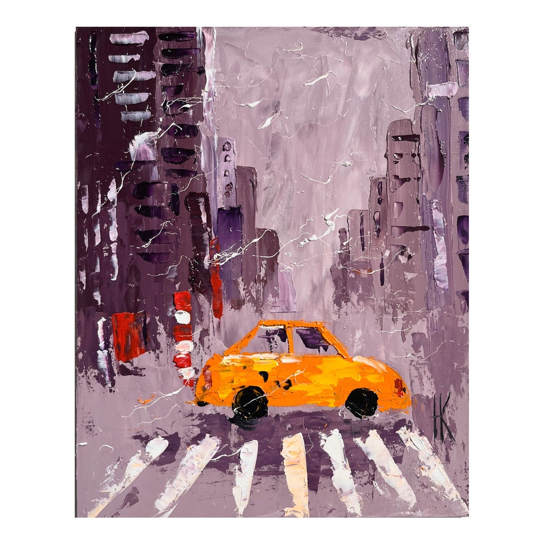NYC Painting Yellow Taxi Original Art New York City Oil Impasto ...