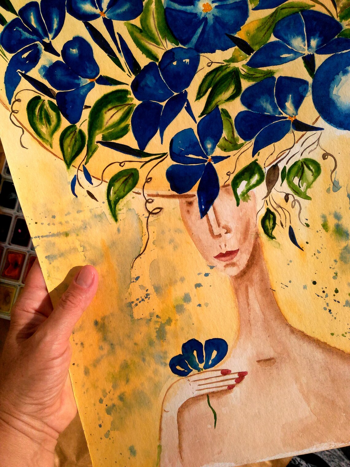 Faceless Painting Woman Original Art Female Portrait Small | Etsy