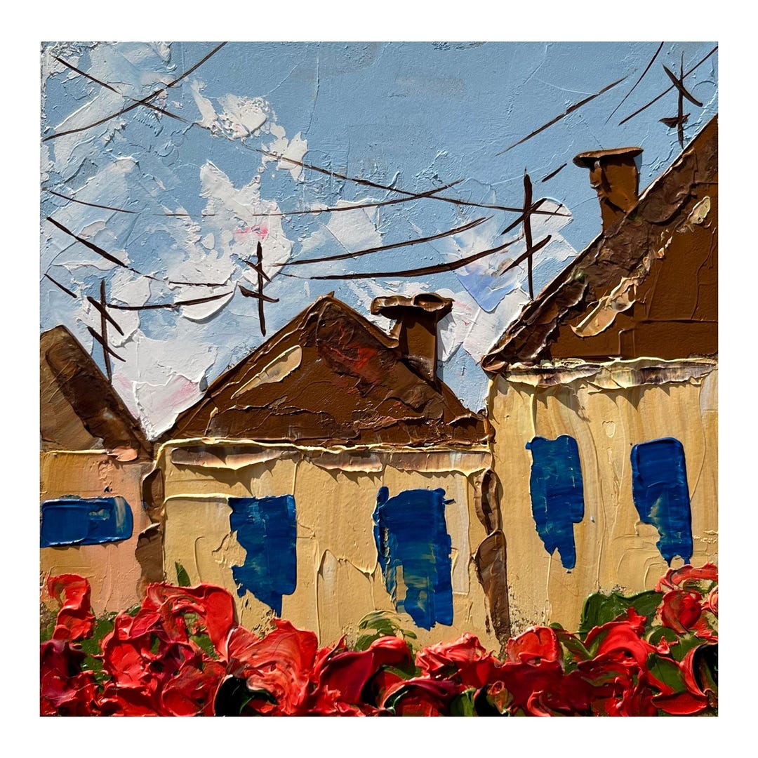 Italy Painting Rooftops Original Art Cityscape Oil Impasto Small Europe ...