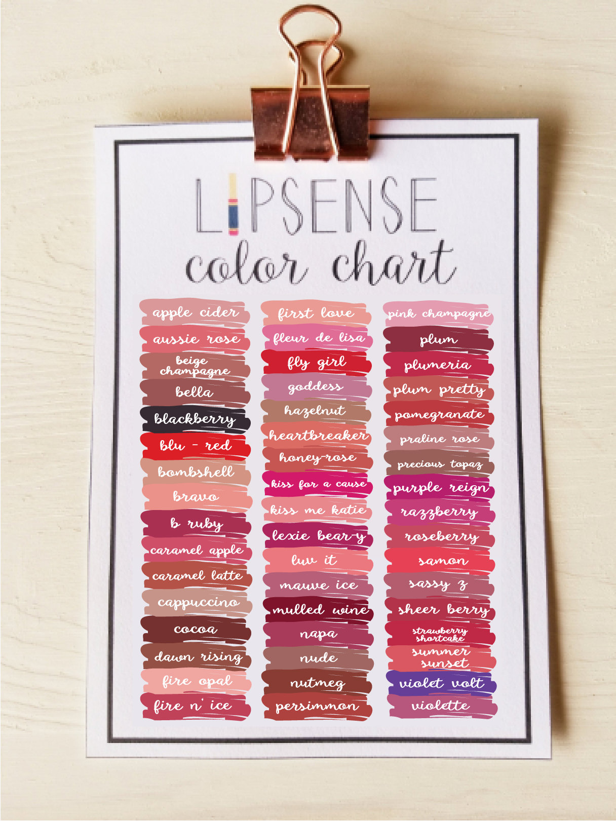 Lipsense Lipsense Color Chart Senegence Lipsense Colors | Etsy