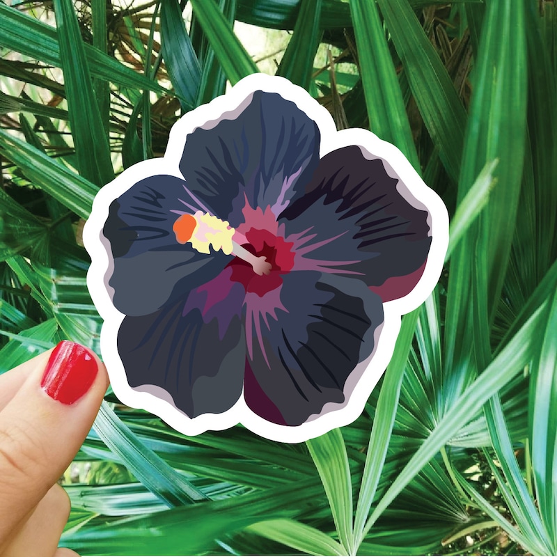 Black Hibiscus Stickers - Etsy