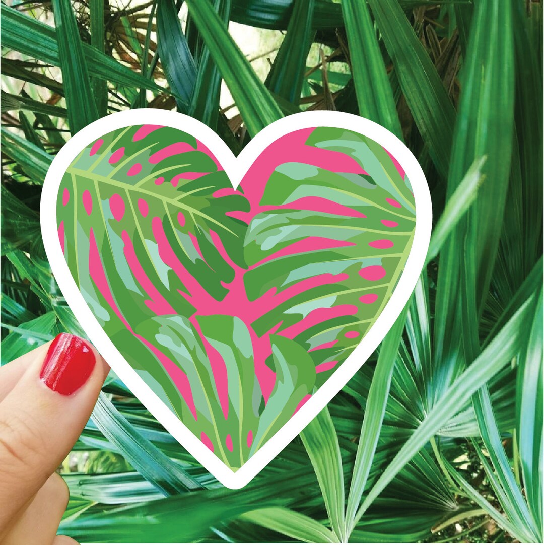 Monstera Heart Sticker - Etsy