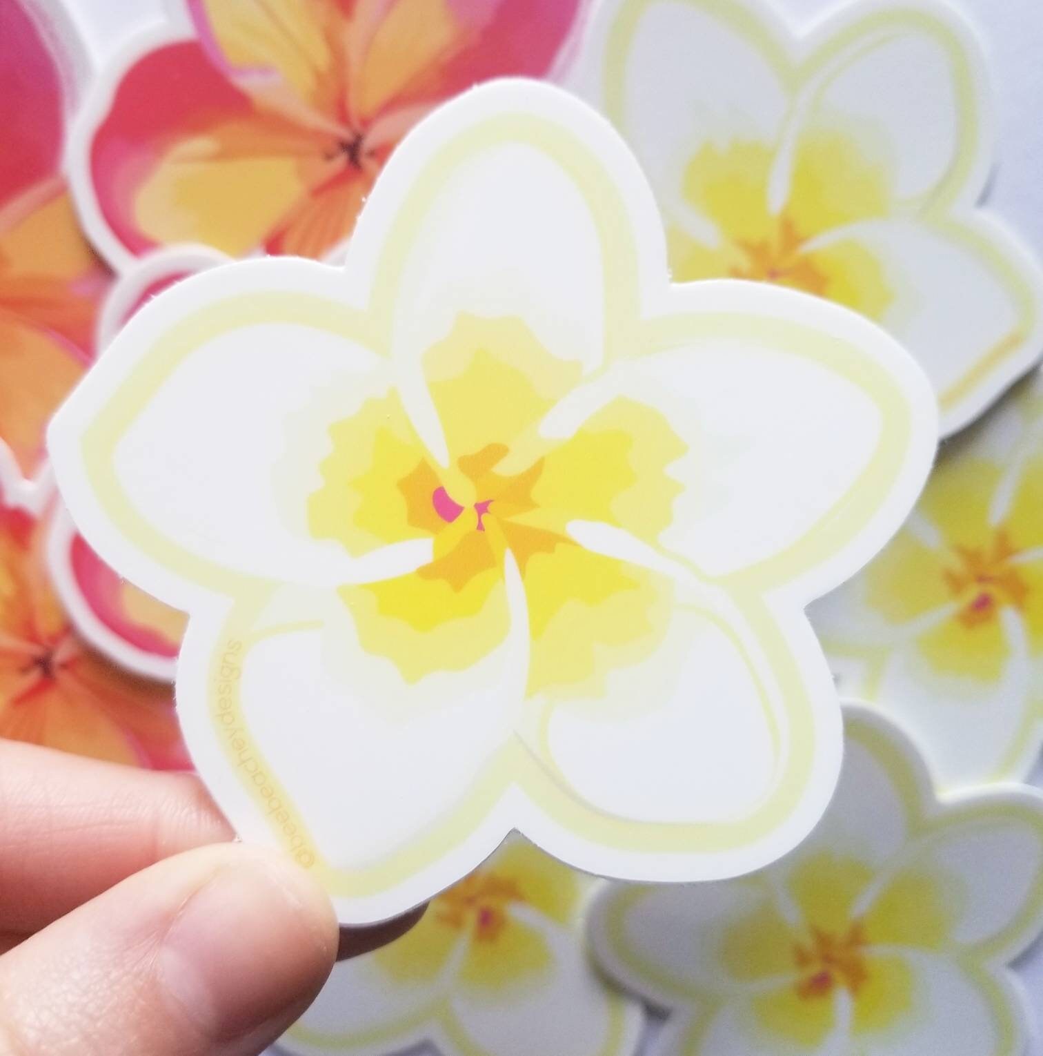 Cute Plumeria Flower Sticker | Etsy