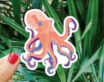 Octopus Sticker for Water Bottle Octopus Waterproof Vinyl Sticker for ...