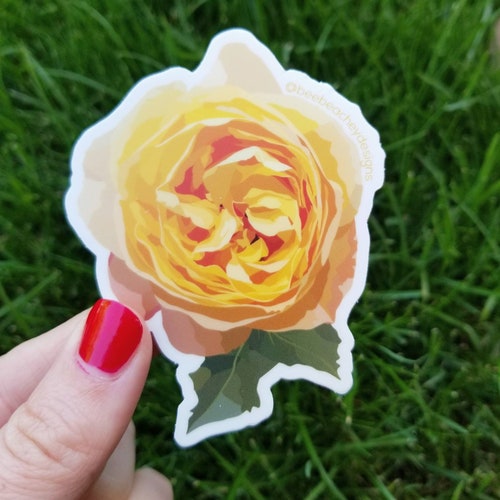 Yellow Rose Sticker - Etsy