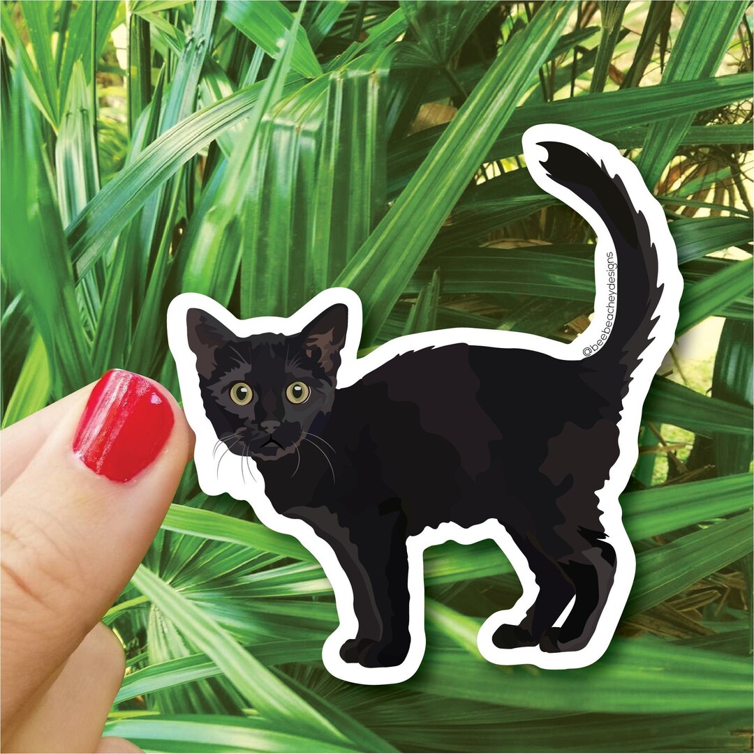 Black Cat Sticker - Etsy