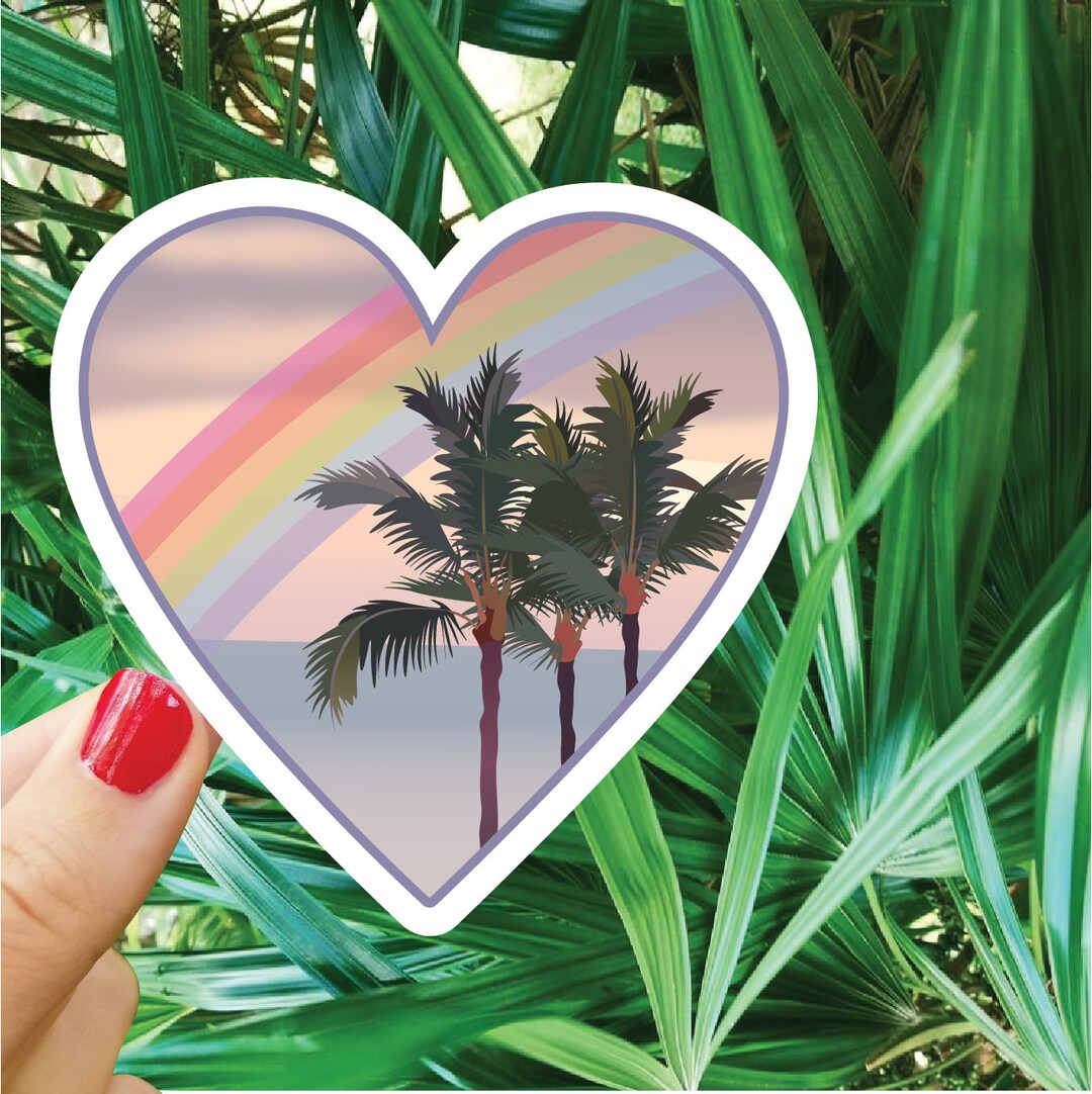 Rainbow Palmtree Sticker - Etsy