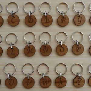 Initial Keyring : Wooden Engraved Alphabet Letter Keyrings - Etsy UK