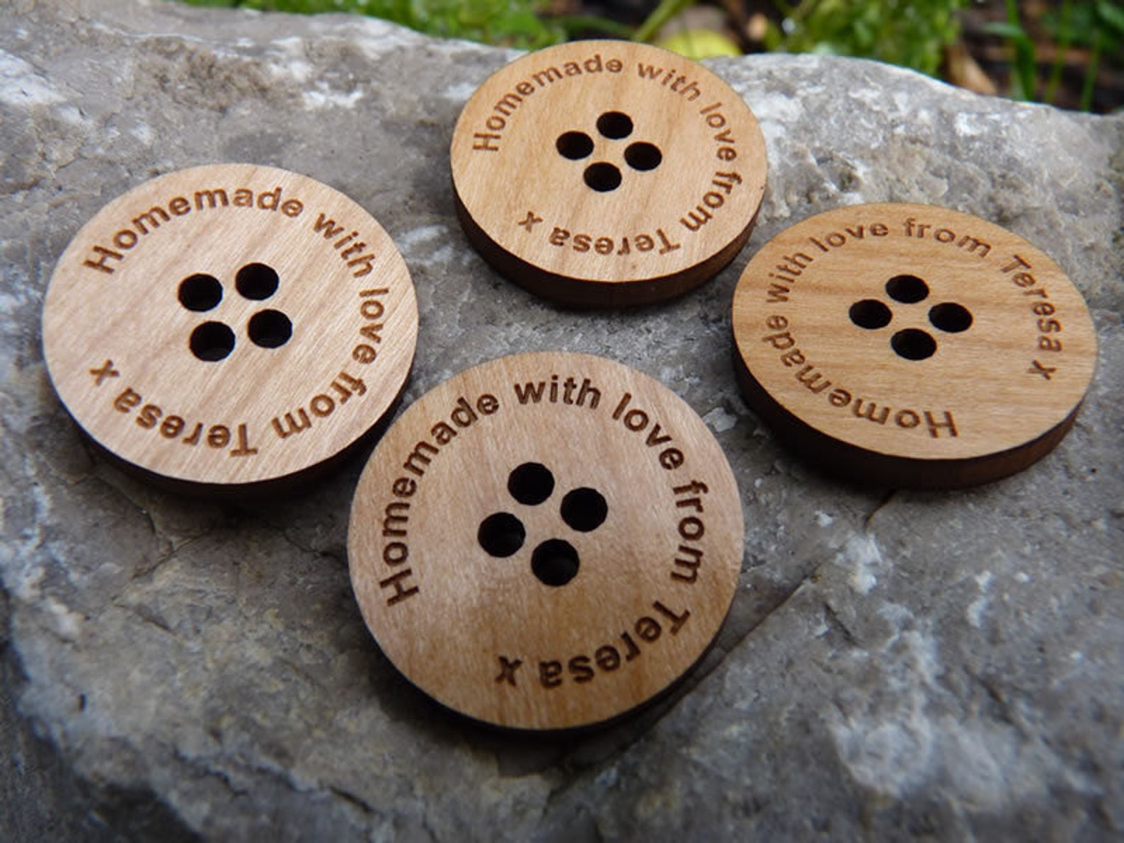 Personalised Wooden Buttons - Wood Engraved Buttons, Craft, Sewing ...