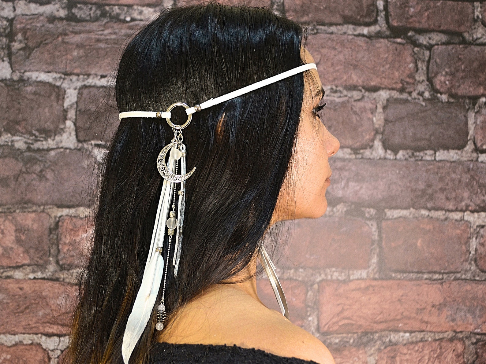 Bridal Feathered Gypsy Headband and Earrings Bohemian | Etsy