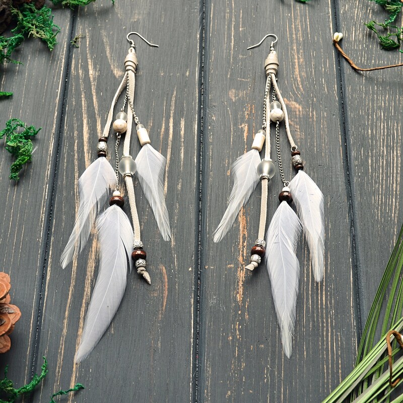 Real Feather Earrings - Etsy