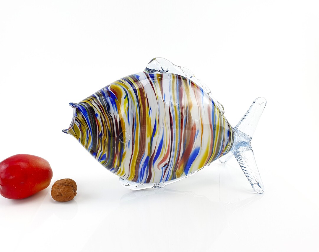 Large Fish-shaped Glass Vase Vintage Flower Vase / Vase Mouth-blown ...