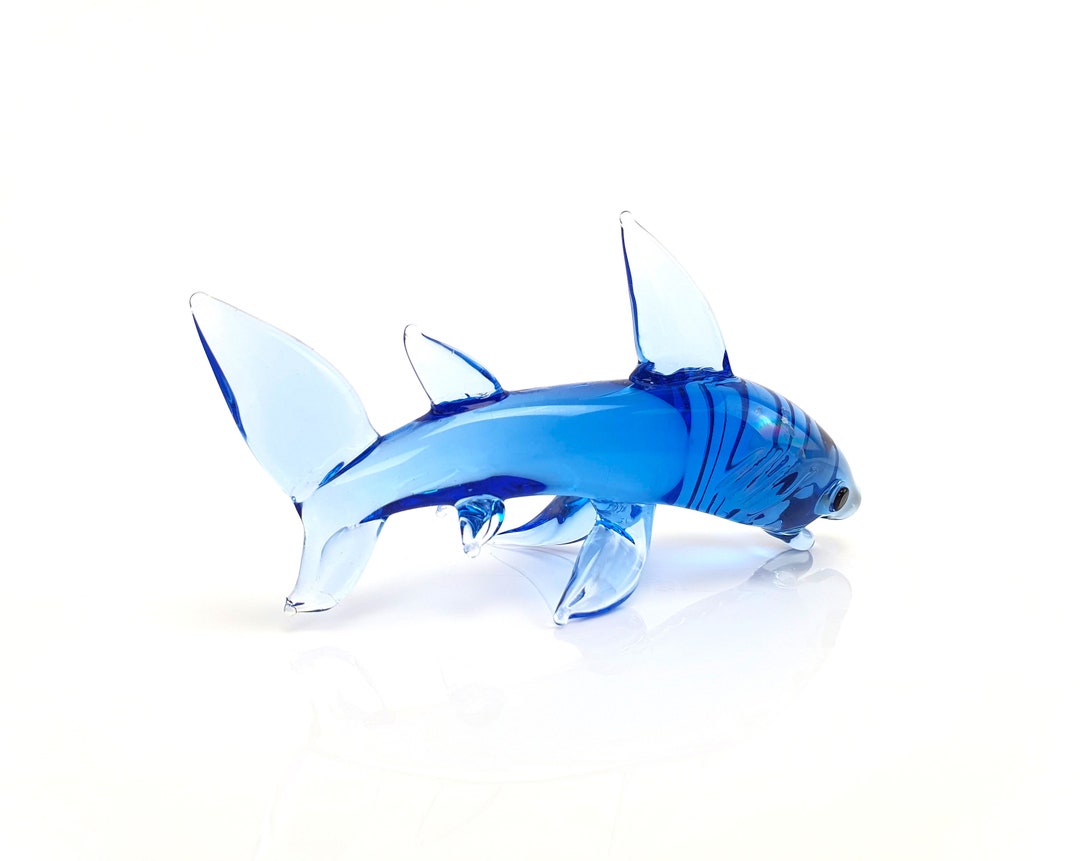 Vintage Small Glass Figure - Shark - / Collectible Figure / Figure Made ...