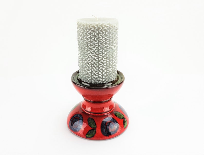 Candlestick Candlestick Ceramic Candle Holder Red Boho Deco Mid Century ...