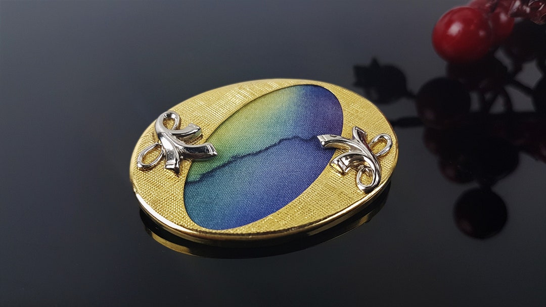 Vintage Brooch by CATONI Made of Metal Gold Colorful Costume Jewelry ...