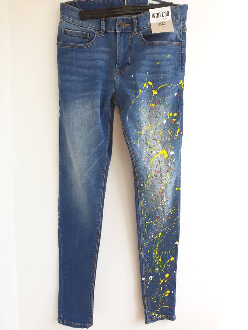 Splatter Men Jeans, Splatter Clothing, Artist Clothes, Festival Clothes ...