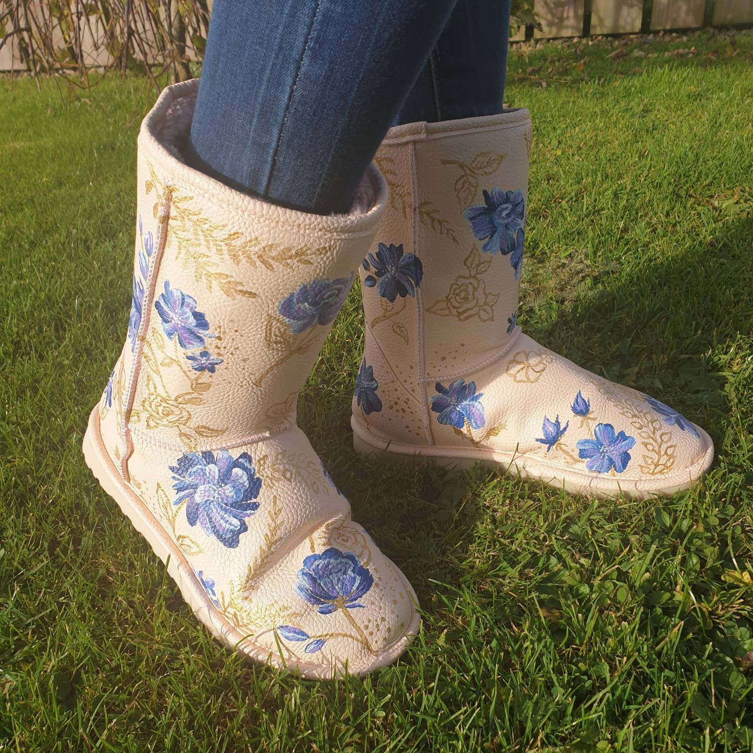 Hand Painted Shoes Boots Custom Made Boots Pink Winter Boots - Etsy UK