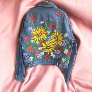Custom Hand Painted Jacket, Flowers on Clothes, Denim Jacket With ...