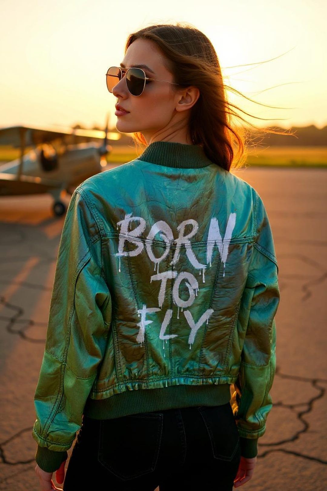 Hand Painted Vintage Real Leather Bomber Jacket Reworked With Sign at ...
