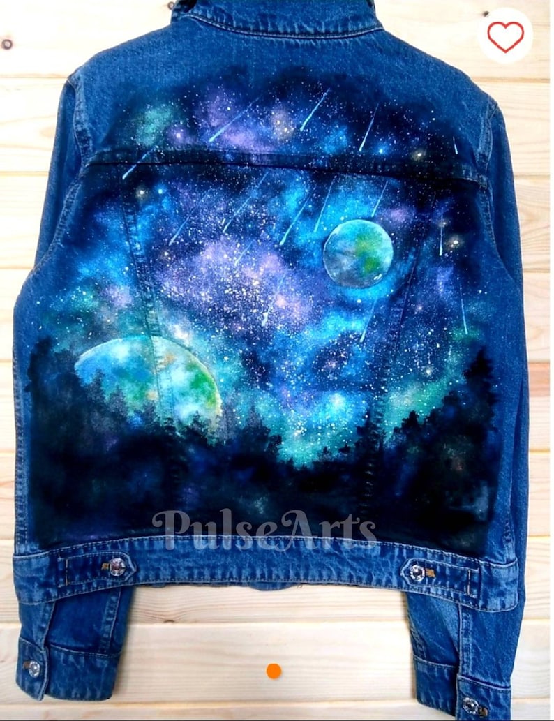Custom Painted Denim Jacket Cosmic Jacket Galaxy Jacket Bright Colours ...
