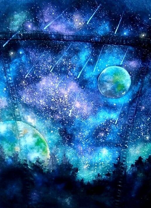 Custom Painted Denim Jacket Cosmic Jacket Galaxy Jacket Bright Colours ...