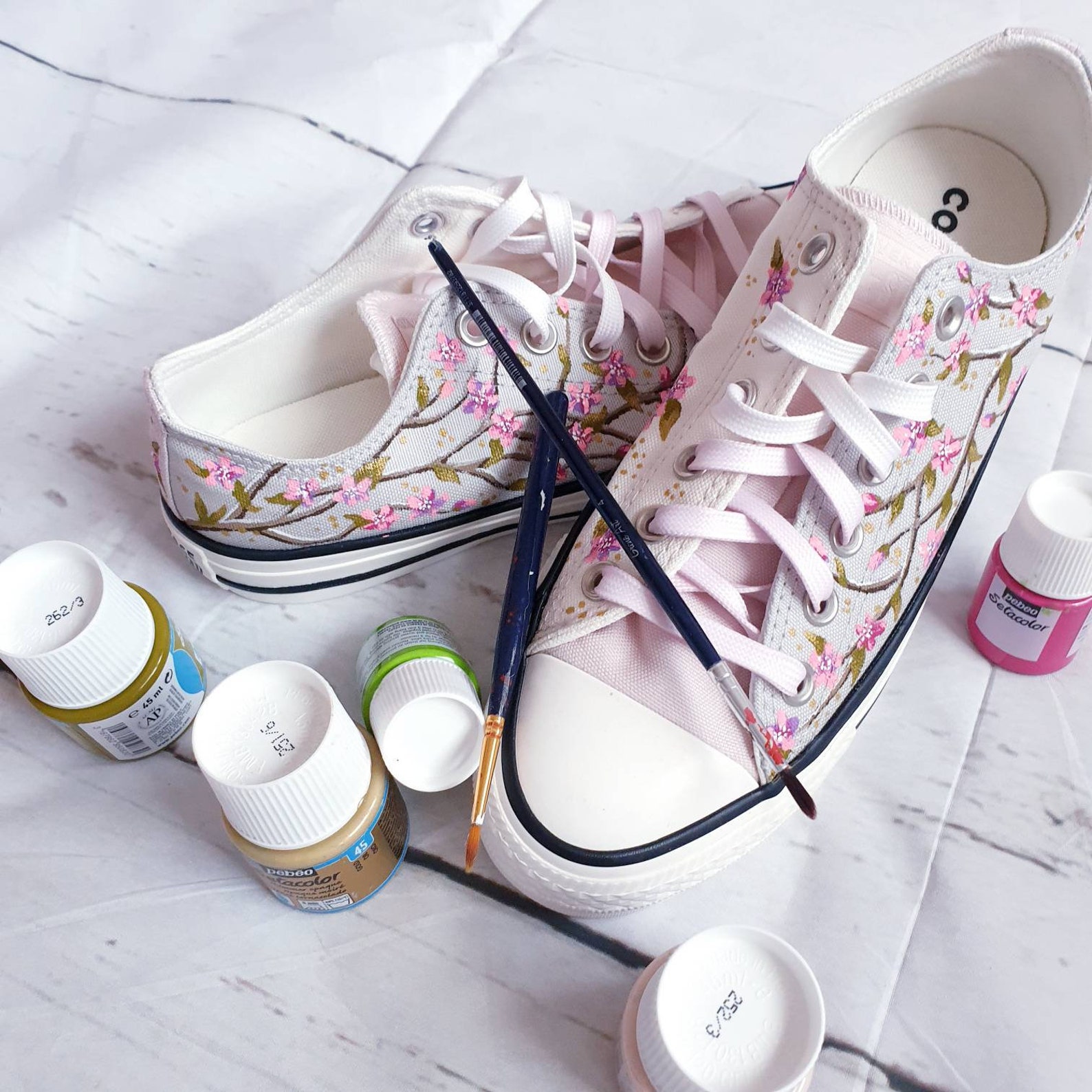 Custom Converse With Blossom Art Flowers on Trainers Painted Converse ...