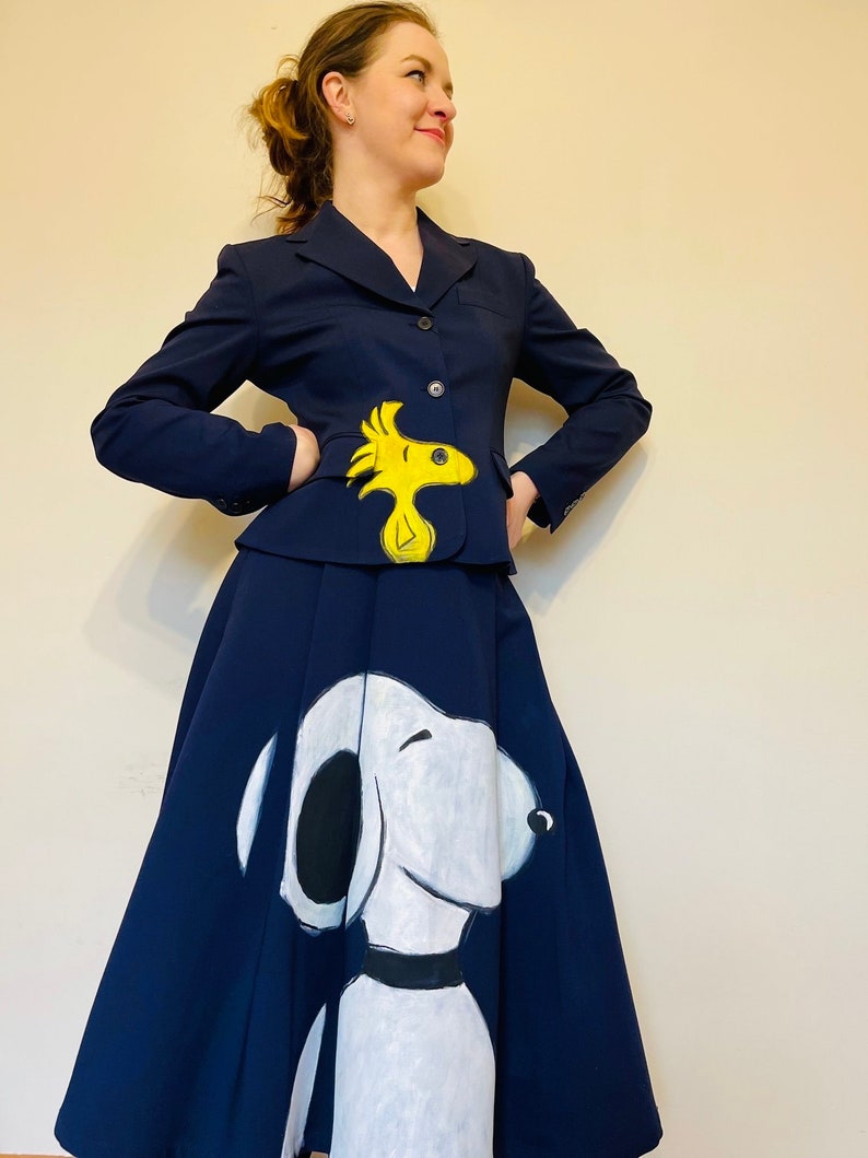 Snoopy and Woodstock Hand Painted Blazer and Skirt Custom Clothes, Hand ...