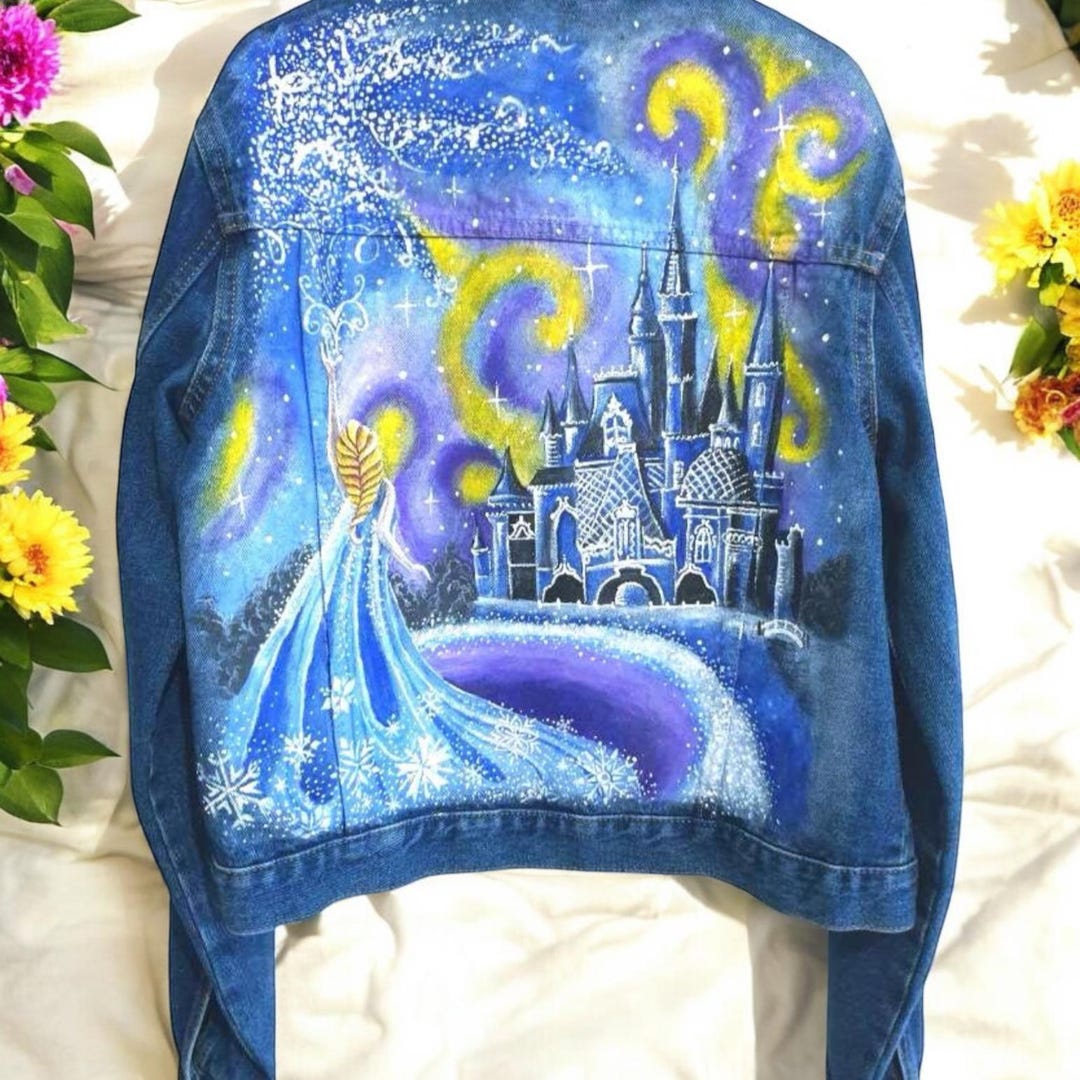 Custom Painted Jacket Frozen Elsa Girls Jacket Fairy Jacket Castle ...