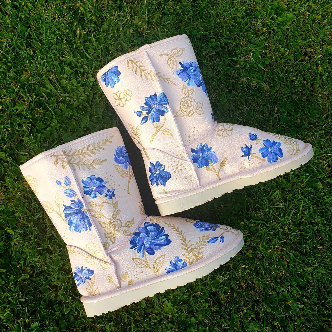 Hand Painted Shoes Boots Custom Made Boots Pink Winter Boots Christmas ...