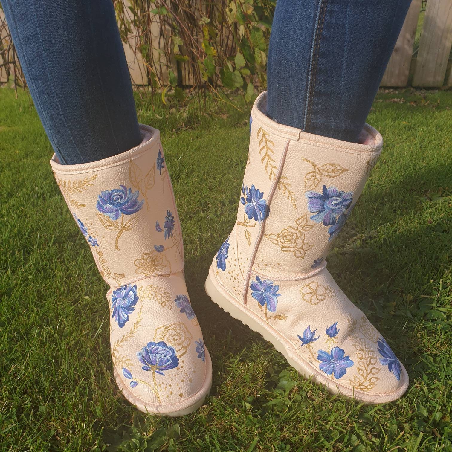 Hand Painted Shoes Boots Custom Made Boots Pink Winter Boots - Etsy UK