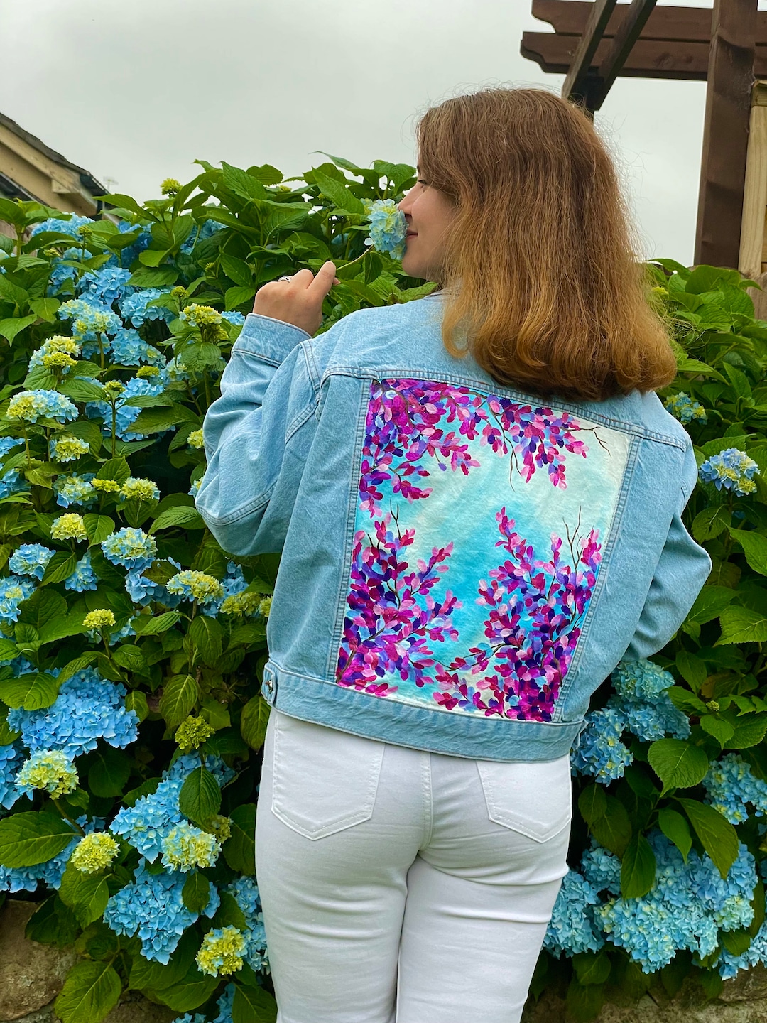 Custom Jacket Artwork on Clothes Beautiful Flowers Custom Painted ...