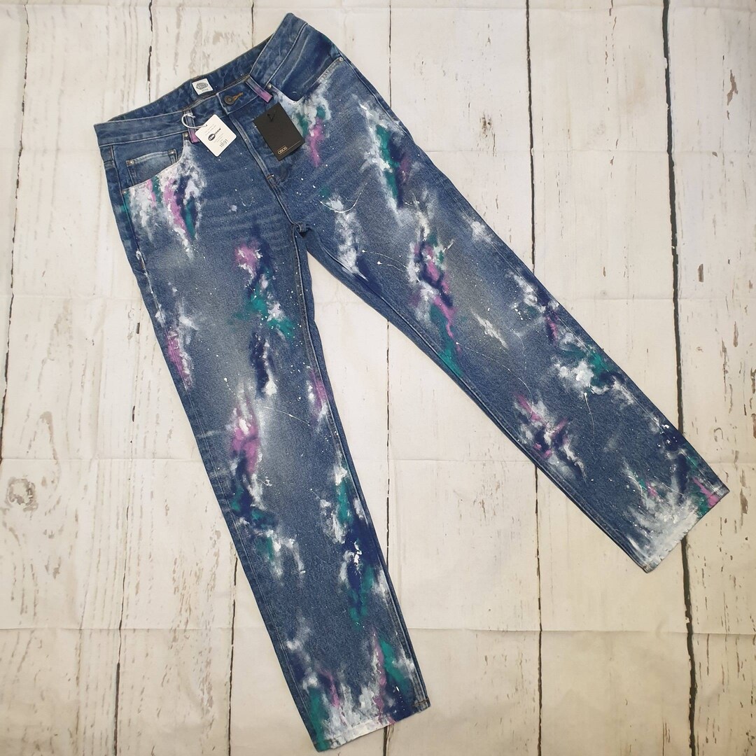 Blots on Jeans Spray Paint Splatter Jeans Festival Clothing Hand ...