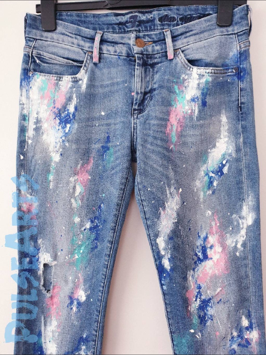 Painted Jeans Woman Man's Jeans Blots Graffity Clothes Splatter ...
