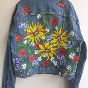 Custom Hand Painted Jacket, Flowers on Clothes, Denim Jacket With ...