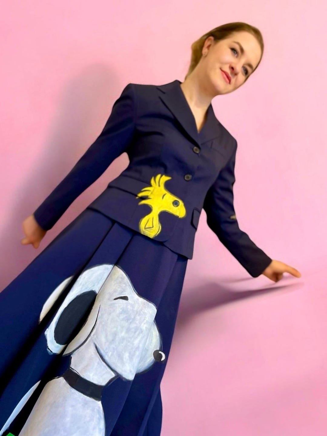 Snoopy and Woodstock Hand Painted Blazer and Skirt Custom Clothes, Hand ...