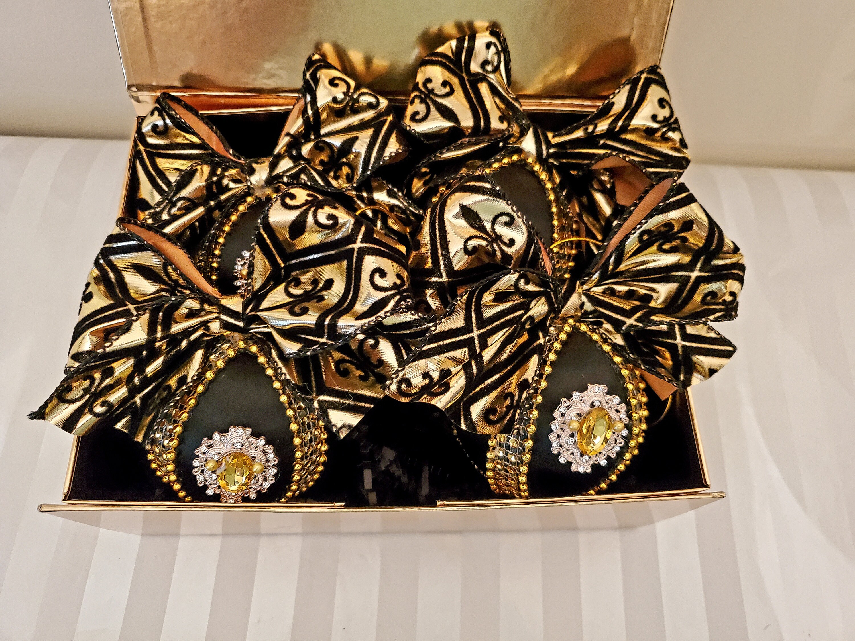 Limited Edition Boxed Set of Four Handcrafted Black and Gold Christmas ...