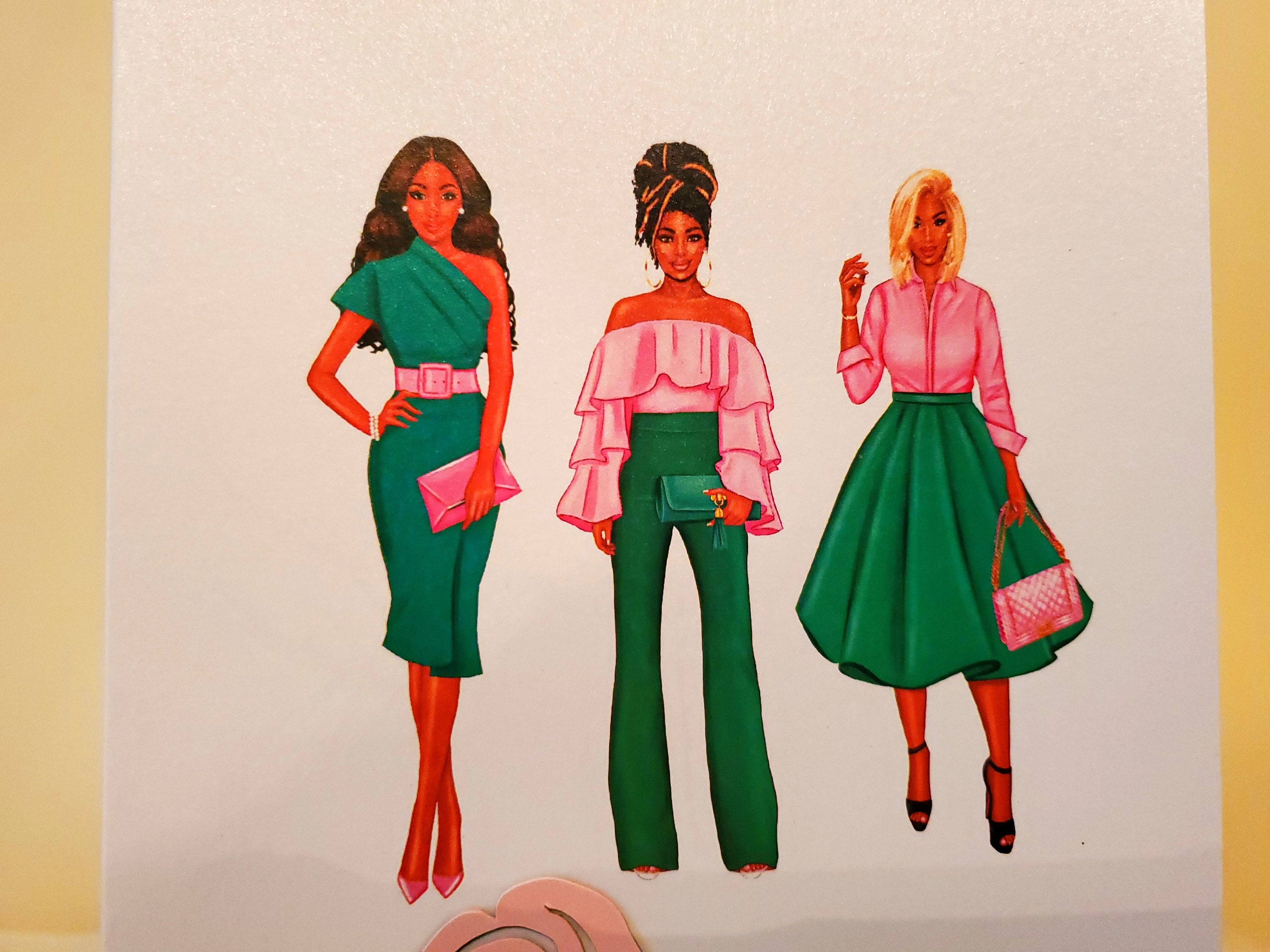 Sisters in Pink and Green