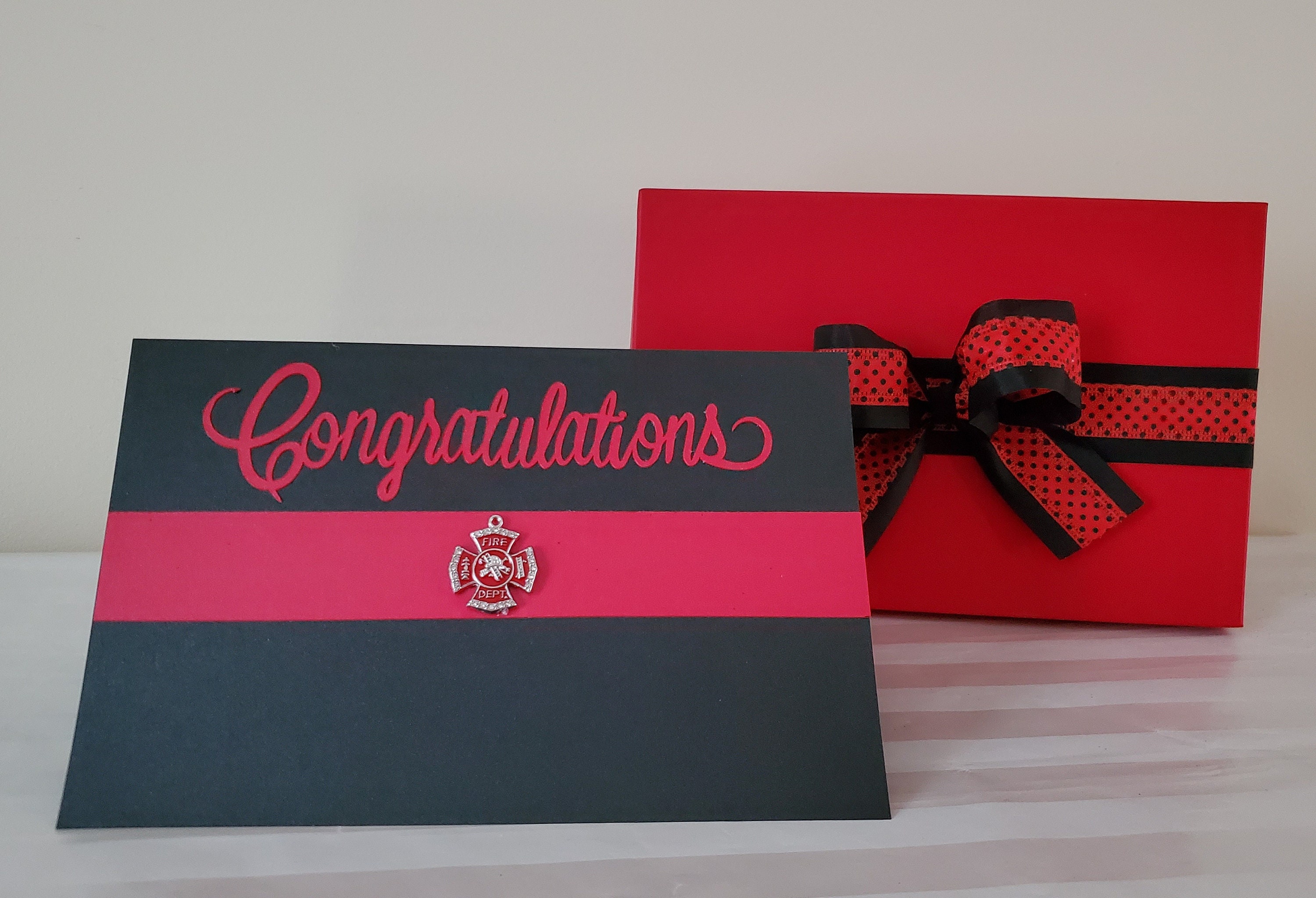 Congratulations Fire Fighter Medallion Card