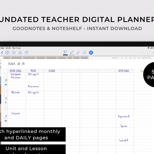 Teacher Planner Goodnotes Undated Digital Lesson Planner for - Etsy
