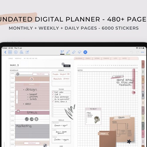 Digital Planner Goodnotes. UNDATED Daily Weekly and Monthly | Etsy