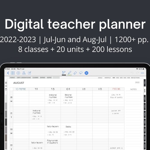 Digital Teacher Lesson Planner for Goodnotes Notability - Etsy