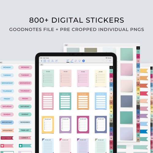 Sticky Notes Bullet Journal Digital Stickers for Ipad & | Etsy