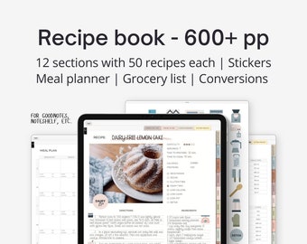 Digital Recipe Book for Goodnotes Notability Digital Recipe - Etsy