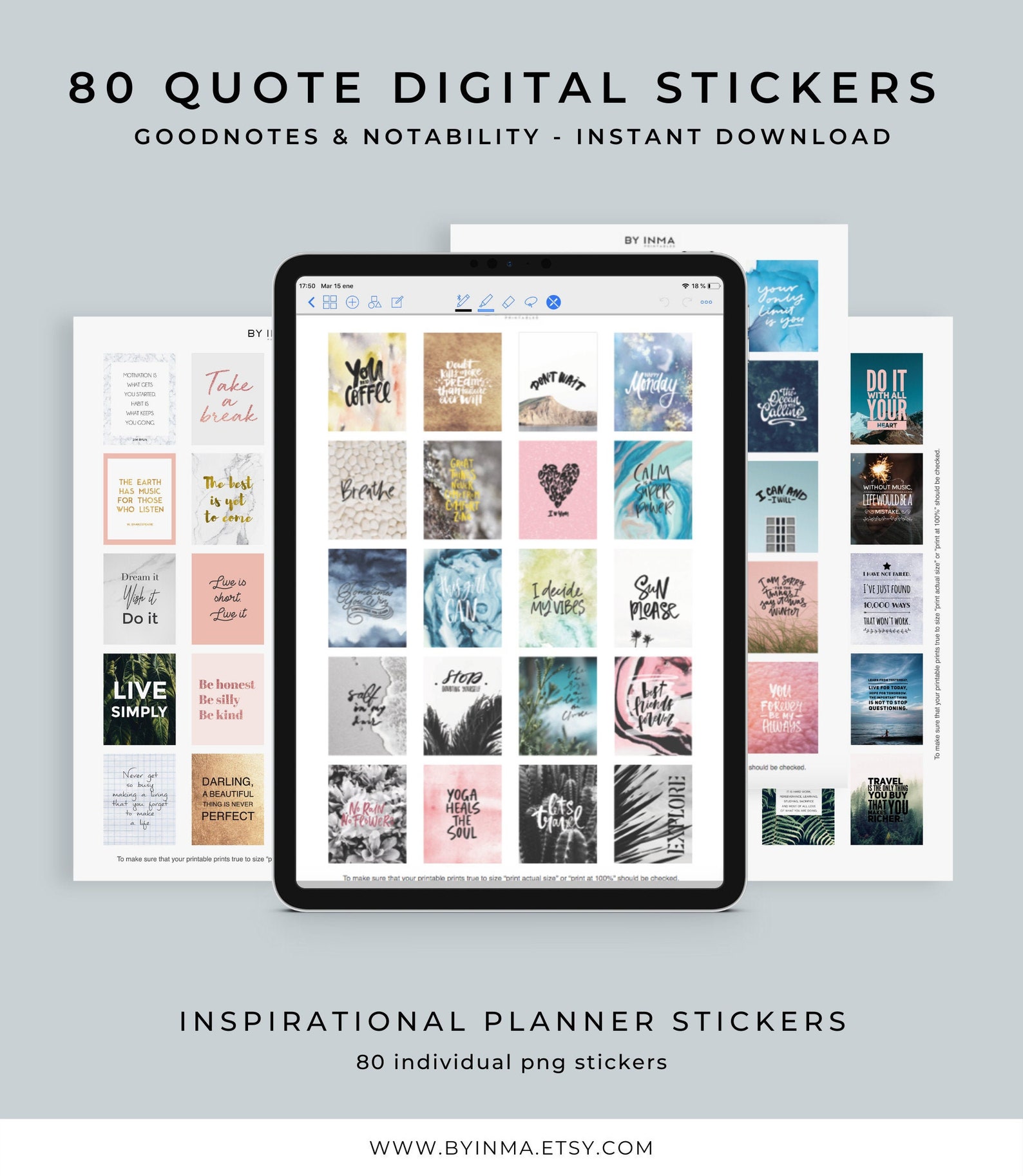 Digital Stickers for Goodnotes Quote Stickers for Notability | Etsy