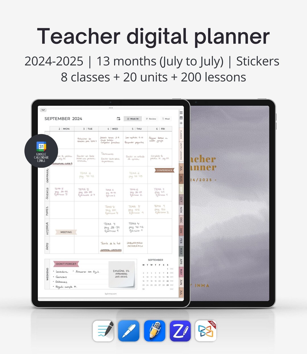 Teacher Digital Planner 2024 2025, Goodnotes Lesson Plan, Academic ...