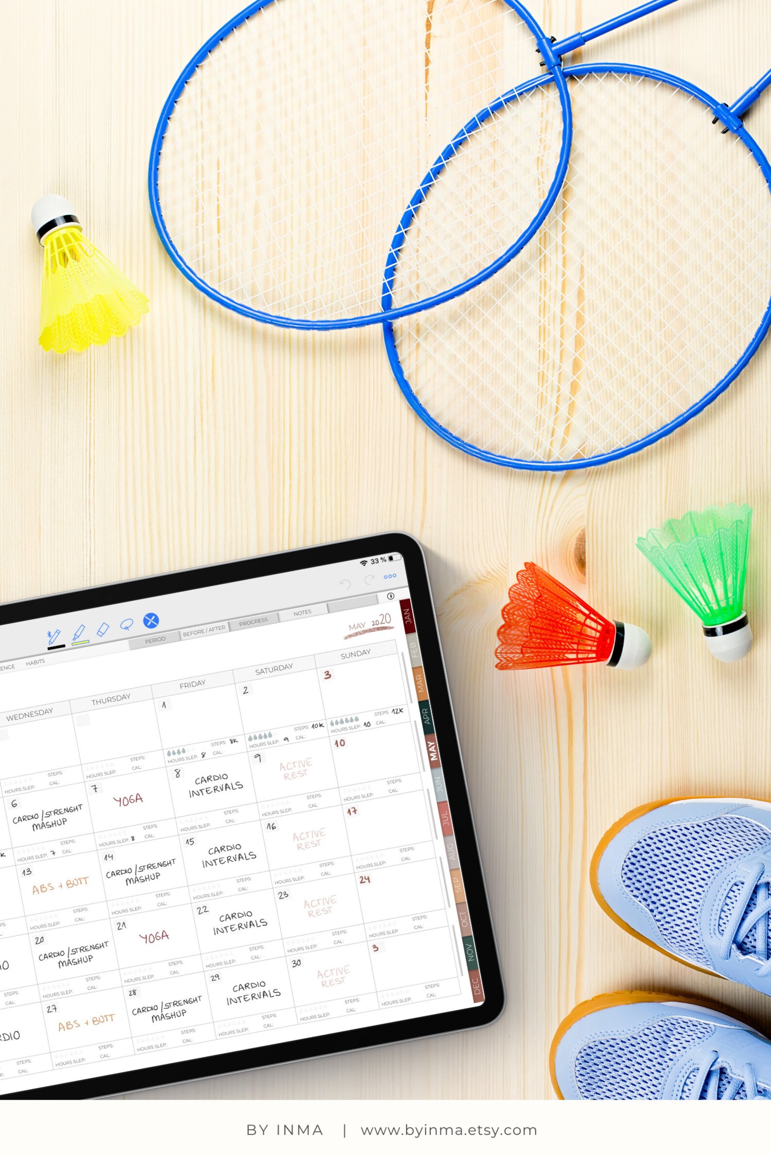 Digital Fitness Planner Goodnotes Wellness Planner Undated | Etsy