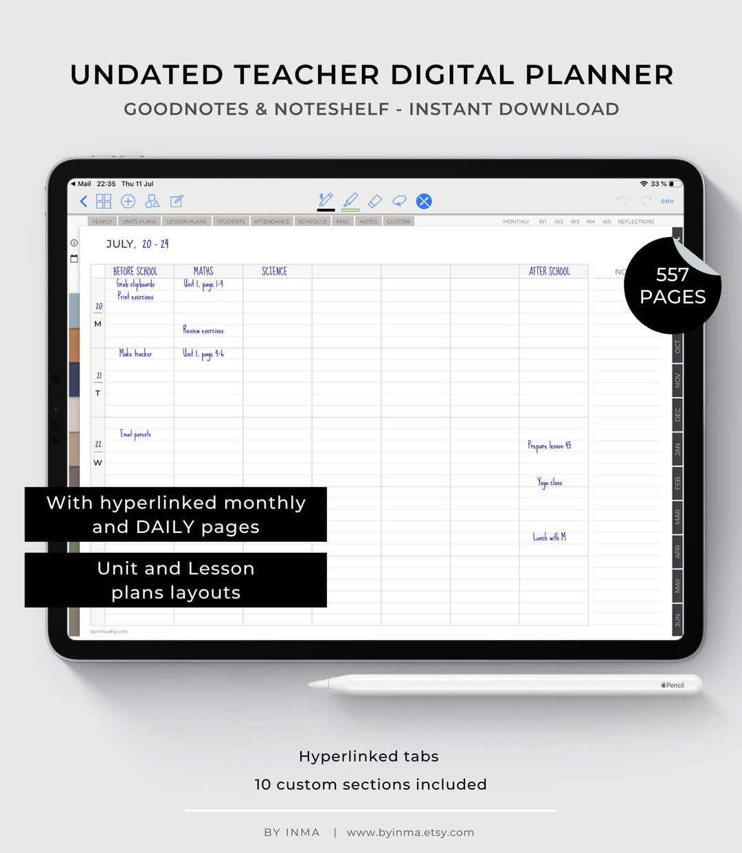 Teacher Planner Goodnotes Undated, Digital Lesson Planner for Men. Use ...