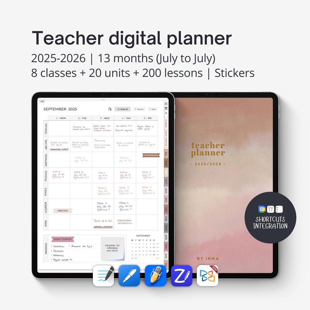 Teacher Digital Planner 2025 2026, Goodnotes Lesson Plan, Academic ...
