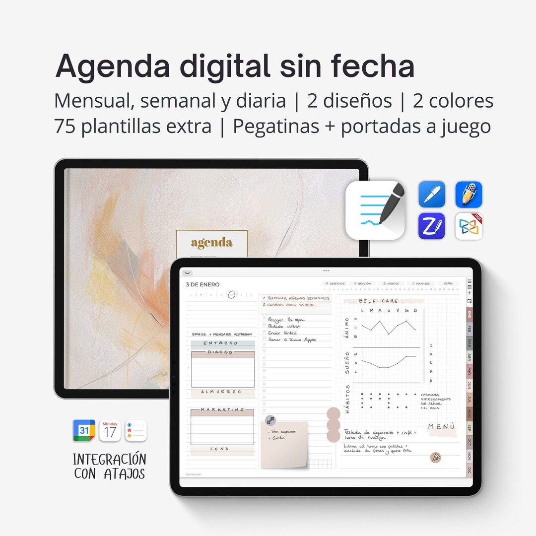 Digital Planner Undated SPANISH, Goodnotes Template With Digital ...