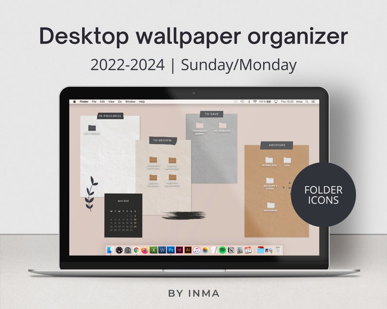 Aesthetic Desktop Wallpaper Organizer With 2023 Calendar Mood - Etsy